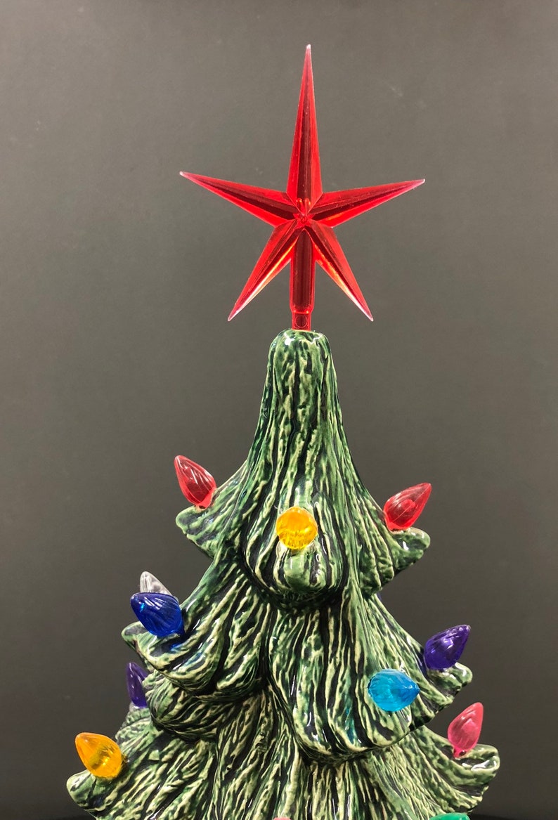 Ceramic Christmas Tree Red Star - Etsy