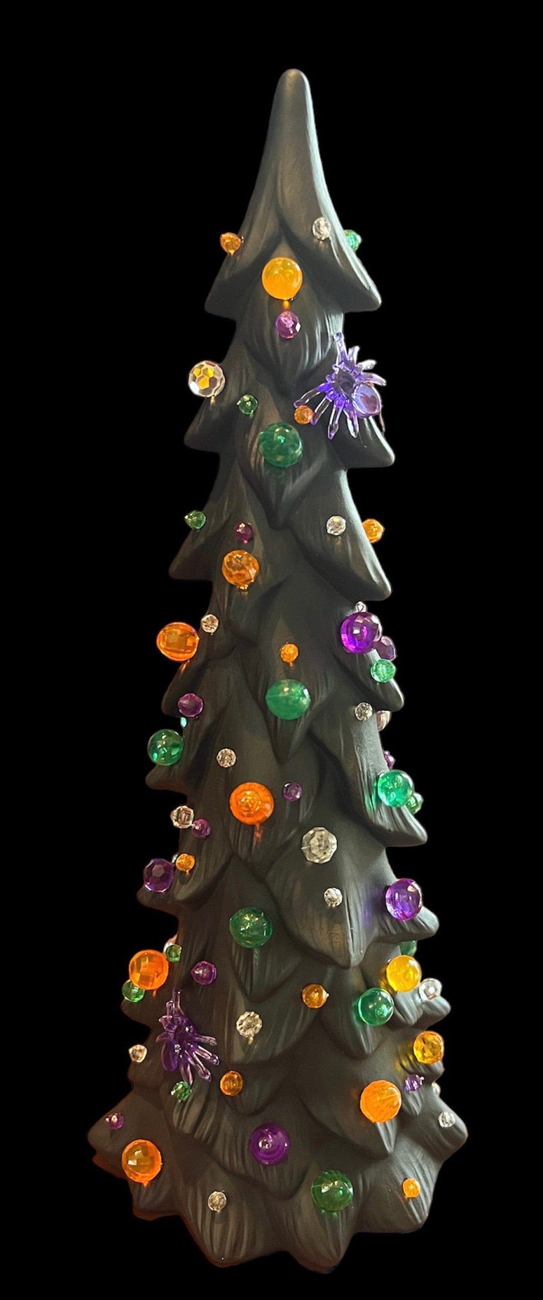 Halloween Black Ceramic Wispy Pine Tree With a Variety of Orange Green ...