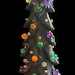 Halloween Black Ceramic Wispy Pine Tree With a Variety of Orange Green ...