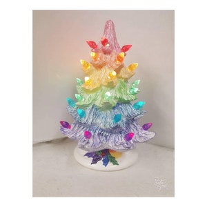 Rainbow Christmas Tree - Rainbow Tree - Small Ceramic Christmas Tree ...
