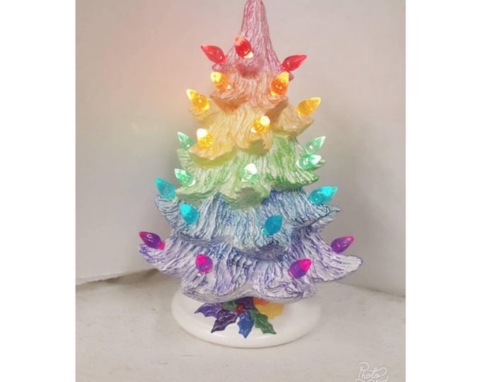 Rainbow Christmas Tree Rainbow Tree Small Ceramic Christmas Tree ...