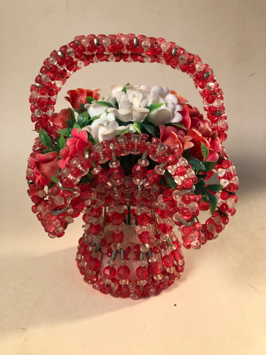 Vintage Safety Pin Basket With Plastic Flowers - Etsy