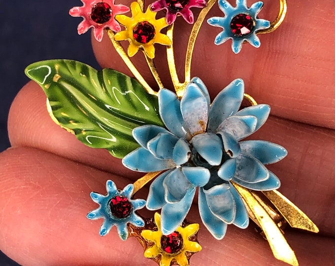 Set of Five Vintage Enamel Spring Flower Brooches - Etsy