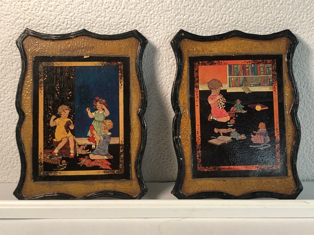 Vintage Children’s Decoupaged Wall Plaques - Etsy