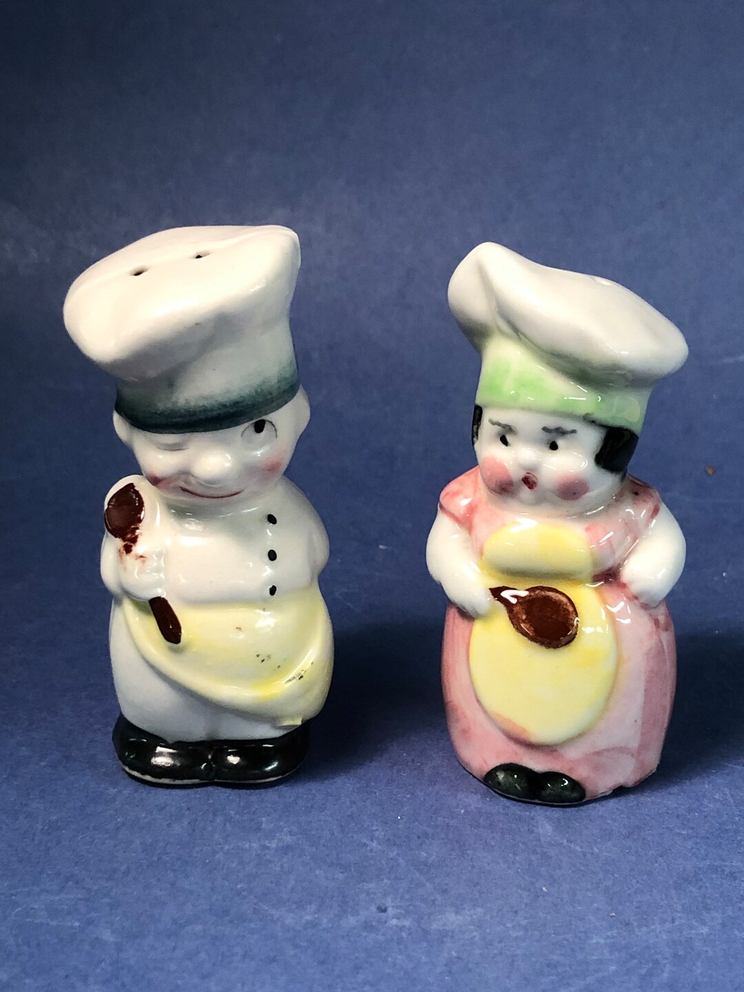 Winking Man Chef and Lady Salt and Pepper Shakers - Etsy