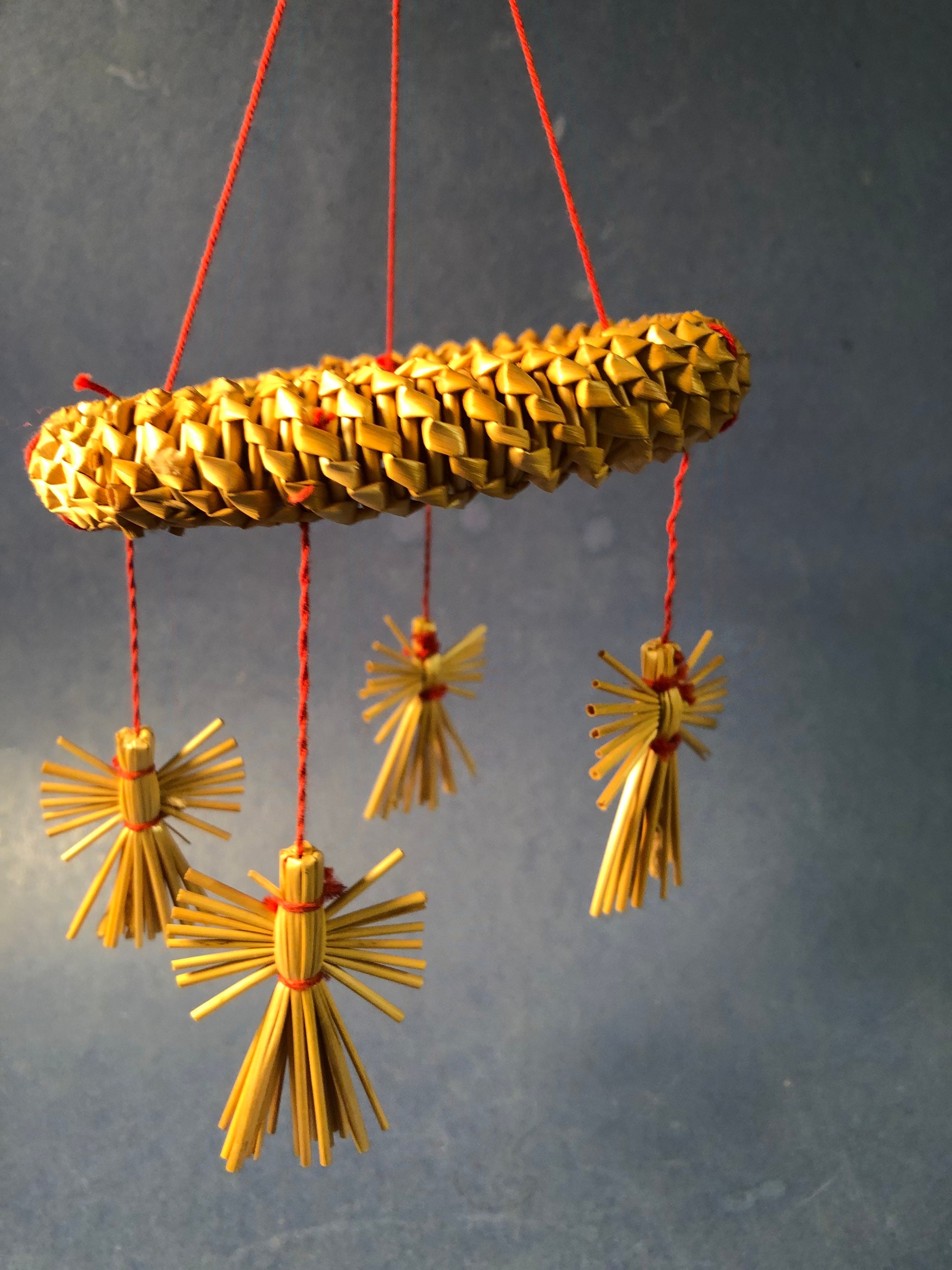 Vintage Straw Christmas Mobile With Angels - Etsy