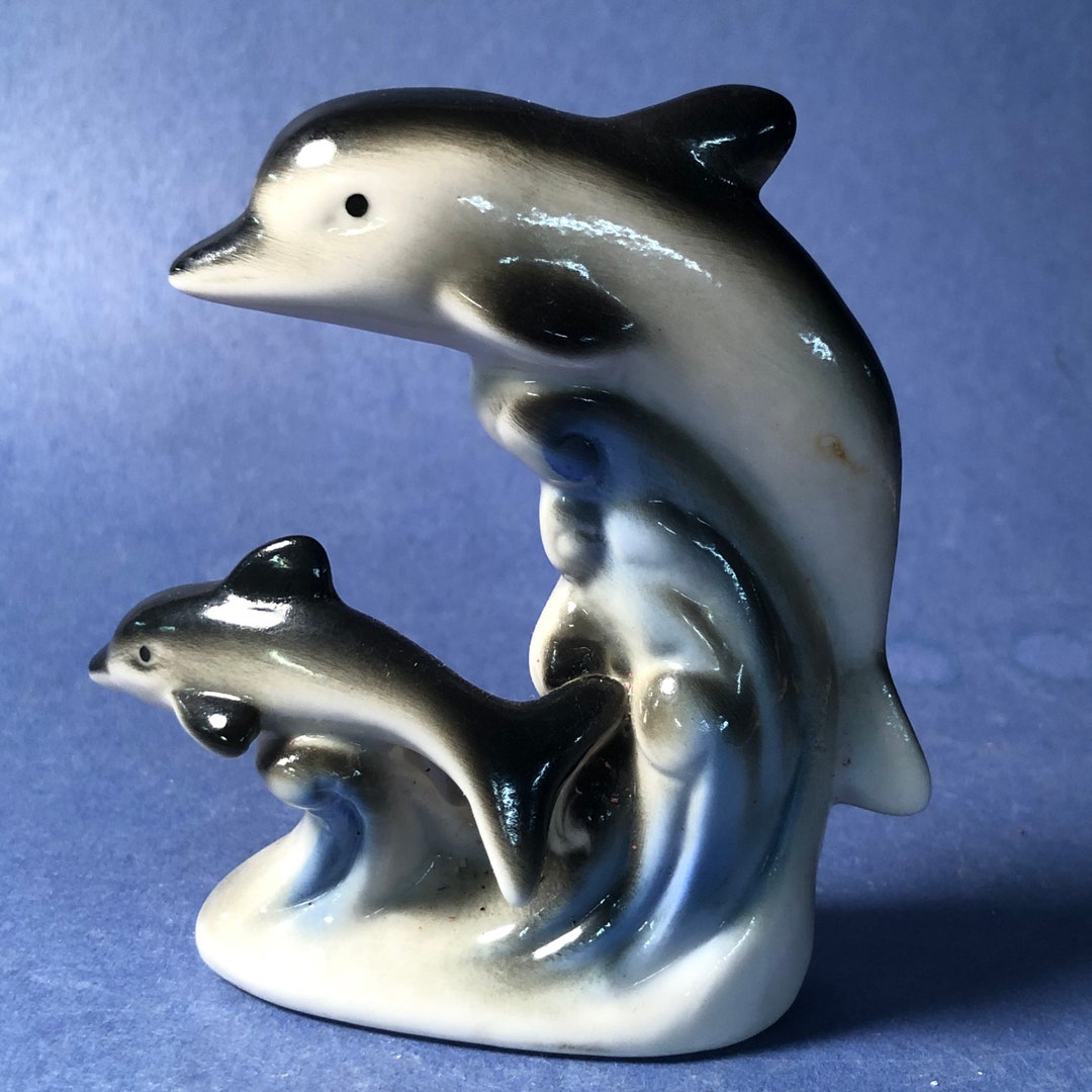 Vintage Dolphin Figurine - Etsy