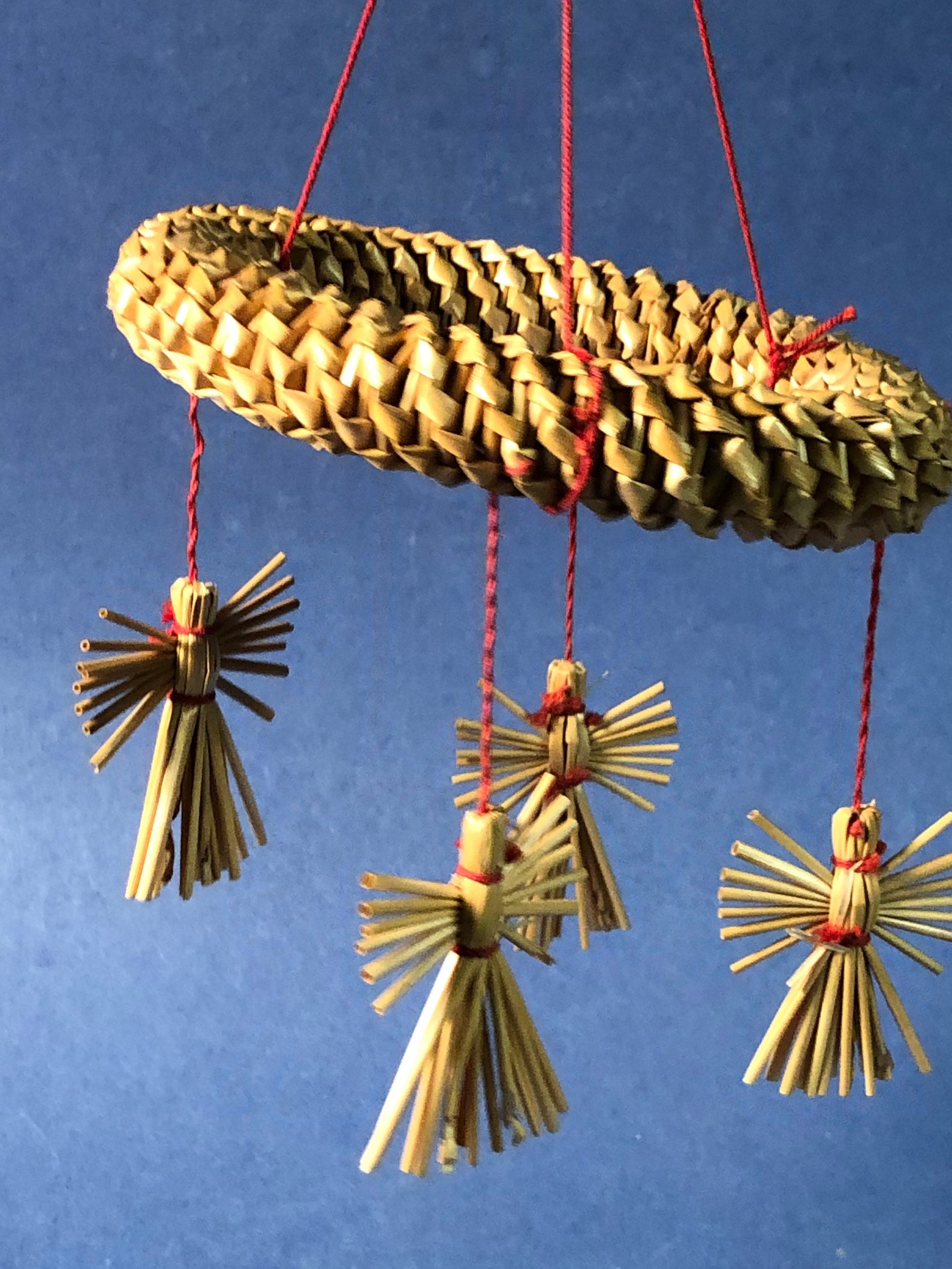 Vintage Straw Christmas Mobile With Angels - Etsy