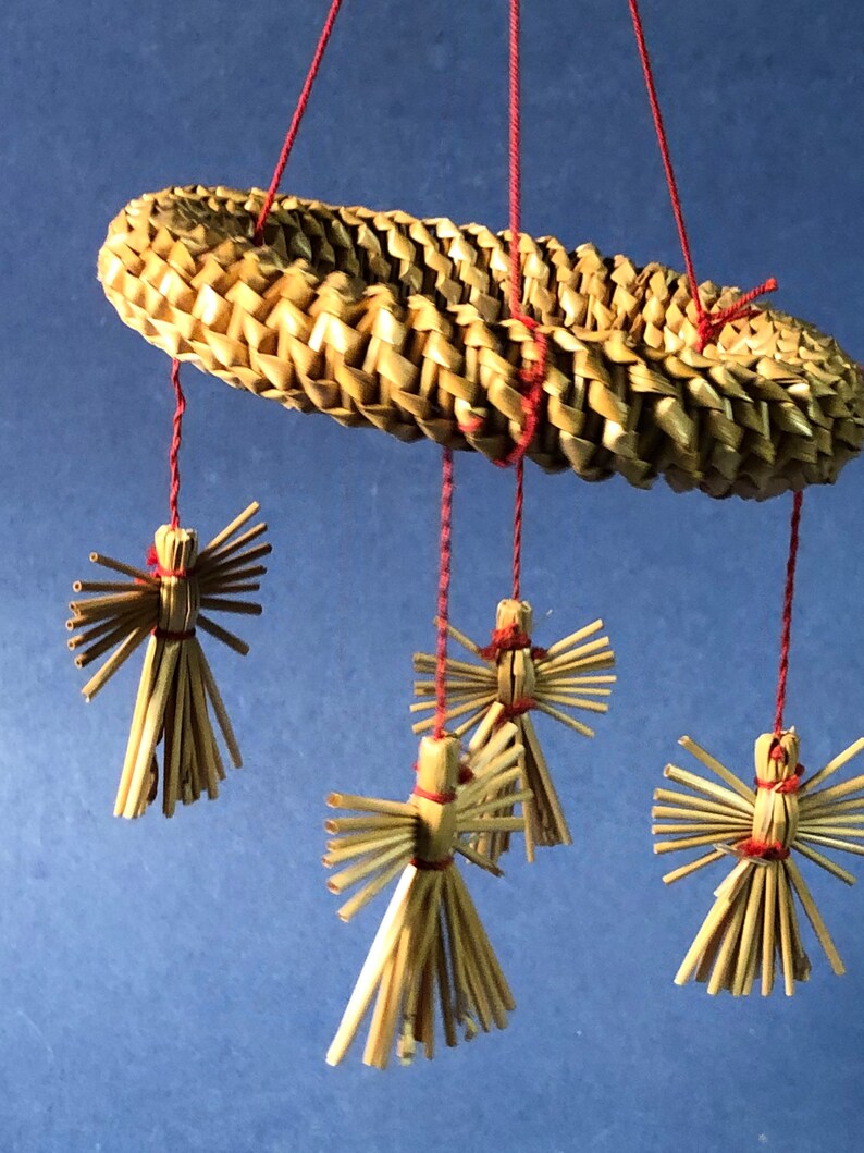 Vintage Straw Christmas Mobile With Angels - Etsy