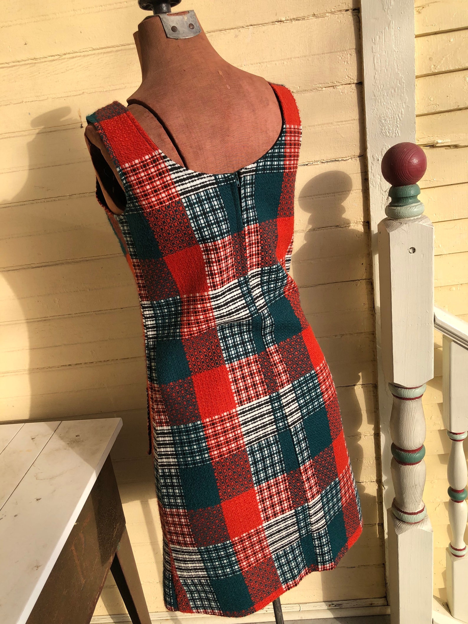 Vintage Rust and Green Plaid Polyester Jumper Dress Bobbie - Etsy