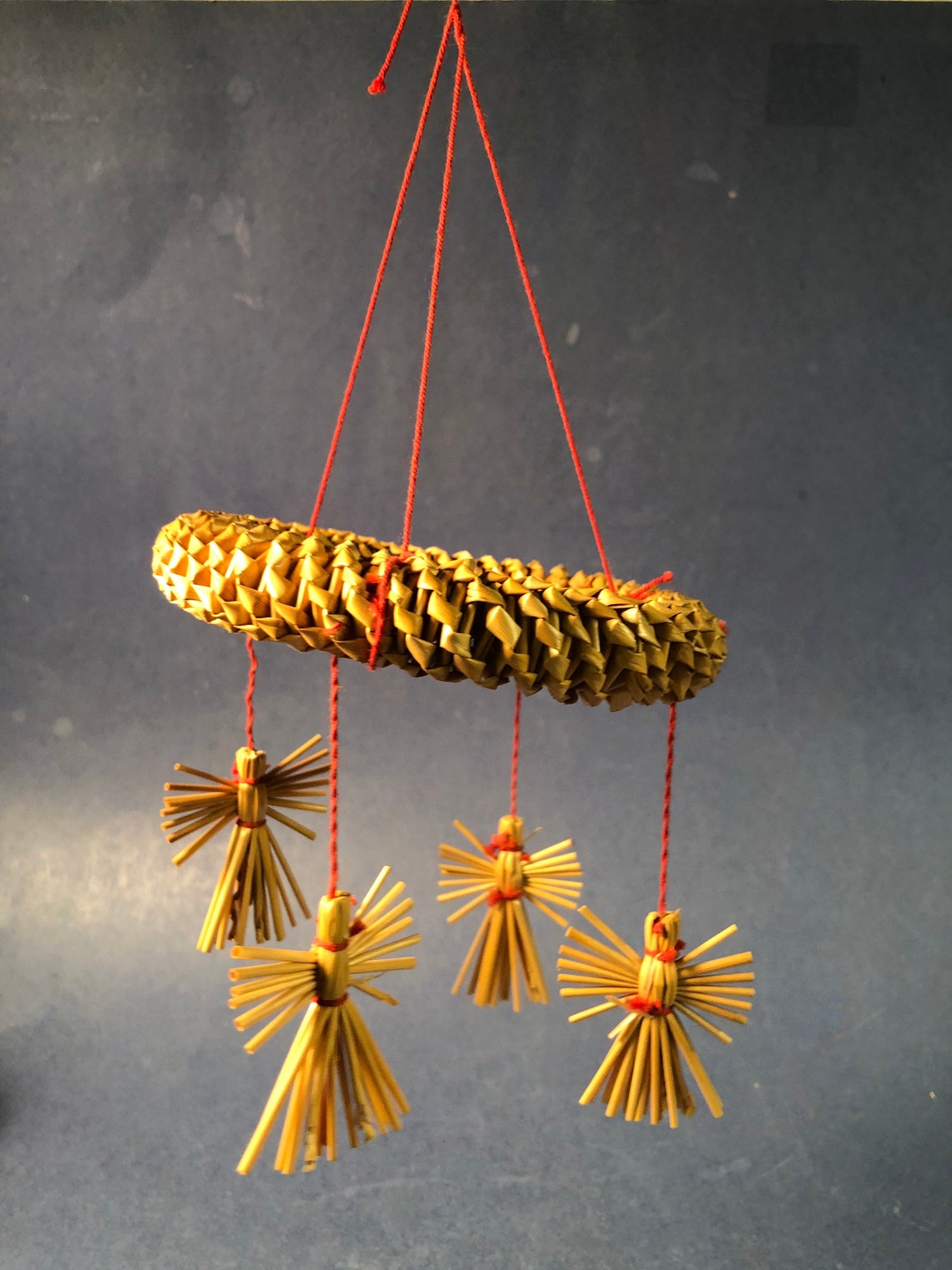 Vintage Straw Christmas Mobile With Angels - Etsy