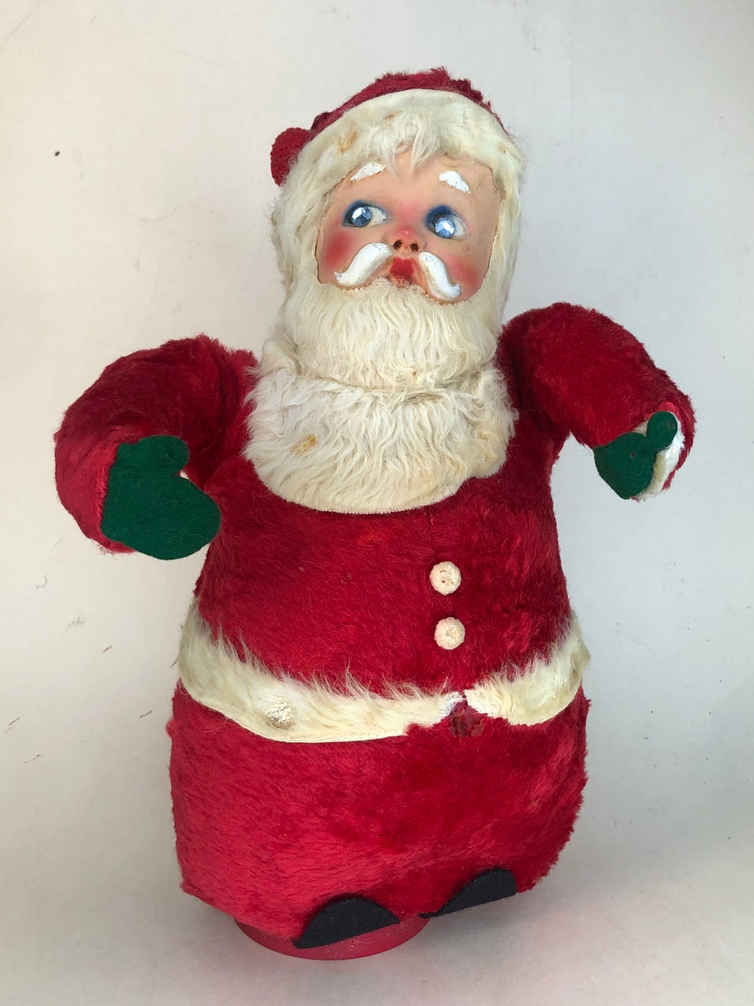 Vintage Musical Rubber Face Santa Rhinestone Eyes - Etsy