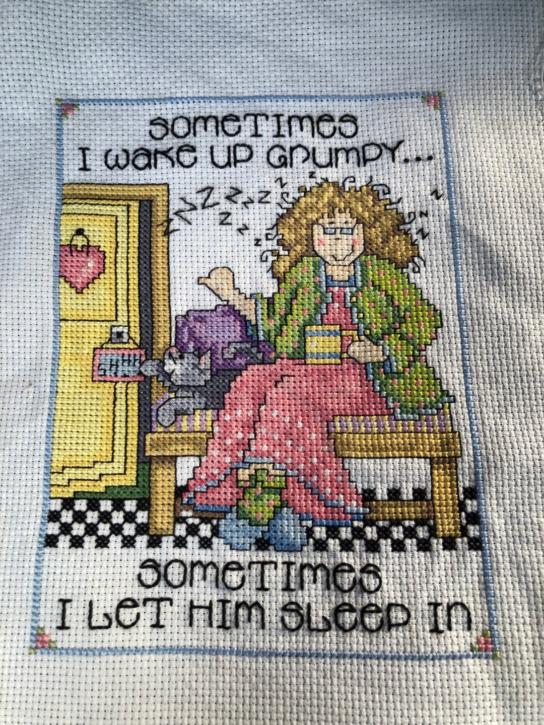 Vintage “sometimes I Wake up Grumpy” Cross Stitch - Etsy