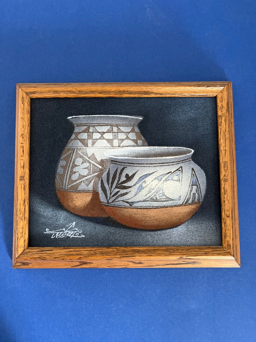 1990s Mario Jung Southwestern Pottery Sand Painting. - Etsy
