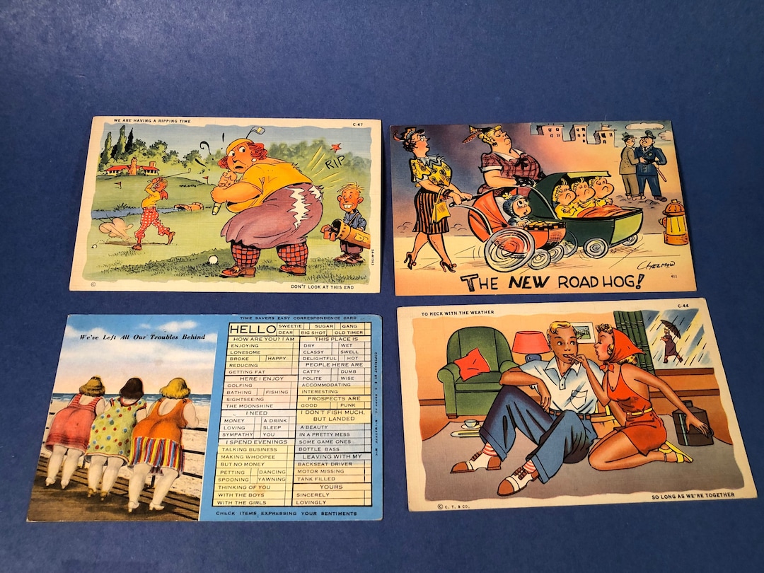 Vintage Cartoon Postcards - Etsy
