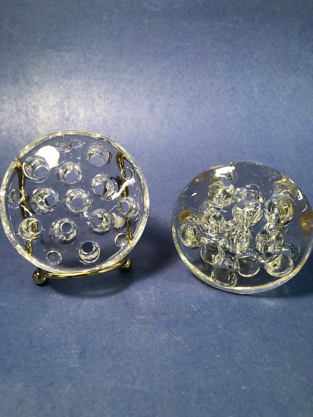 Pair of Glass Flower Frogs - Etsy