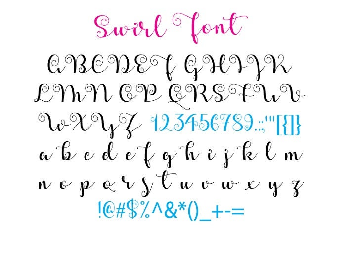 Swirl Script FONT All Vector Clipart Pdf Svg Dxf Eps Png INSTANT ...