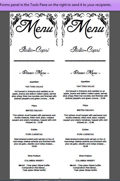 DIY Resturant Menu Fresh Sheet for INSTANT DOWNLOAD in .pdf Editable ...