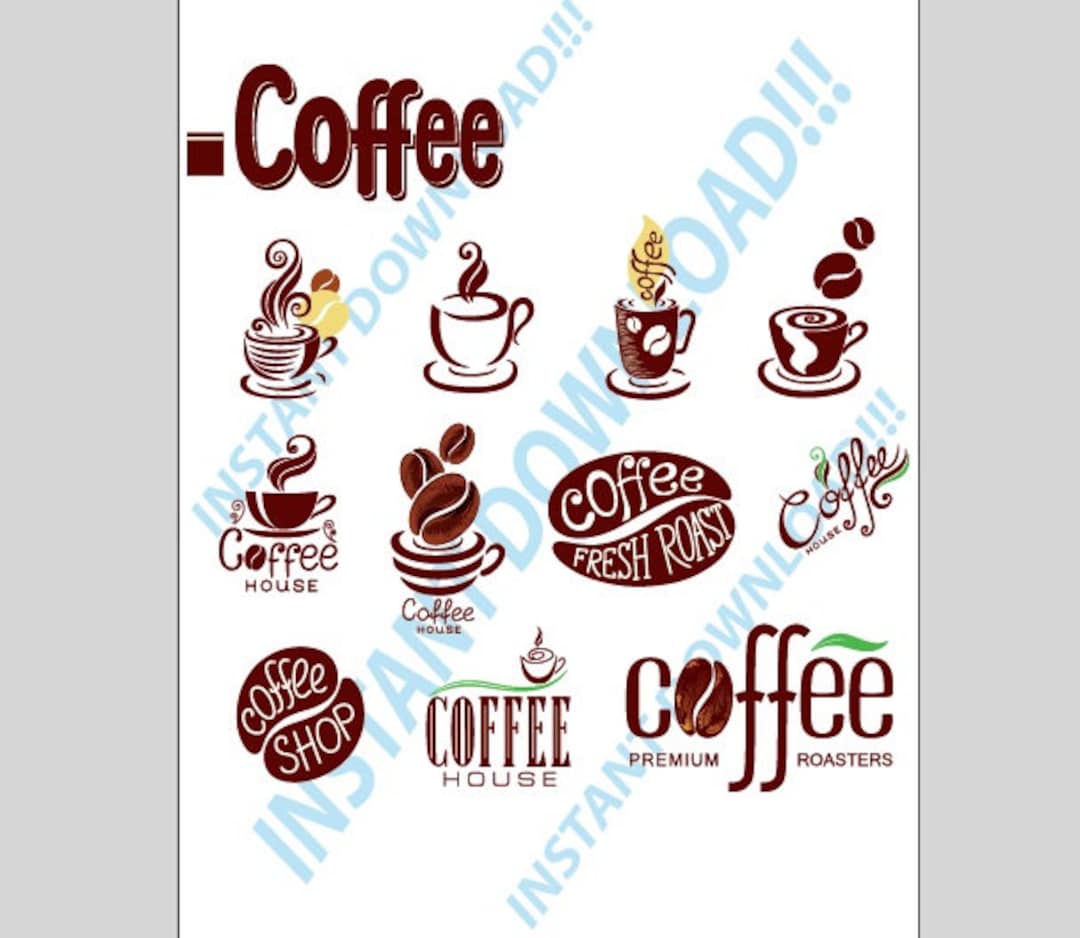 Coffee Shop Business Logo Vector Clipart Pdf Svg Dxf Eps Png INSTANT ...