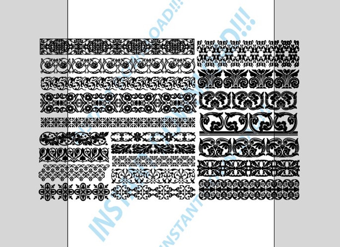 HUGE Set Borders Floral Stencil Card Vector Clipart Pdf Svg Eps Png Dxf ...