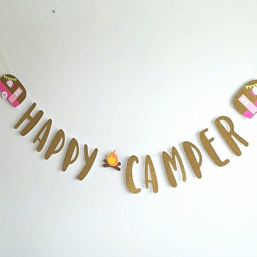 One Happy Camper Banner Camping Theme Glamp Party Happy | Etsy