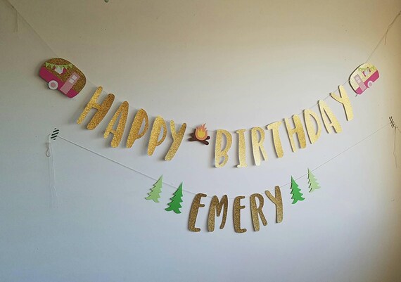 Happy camper banner, glamping banner, camping theme, glamp party, hapy ...