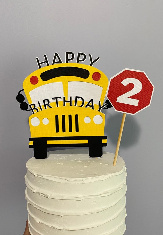 Bus Cake Topper, Bus Birthday Party, Wheels on the Bus Cake Topper ...