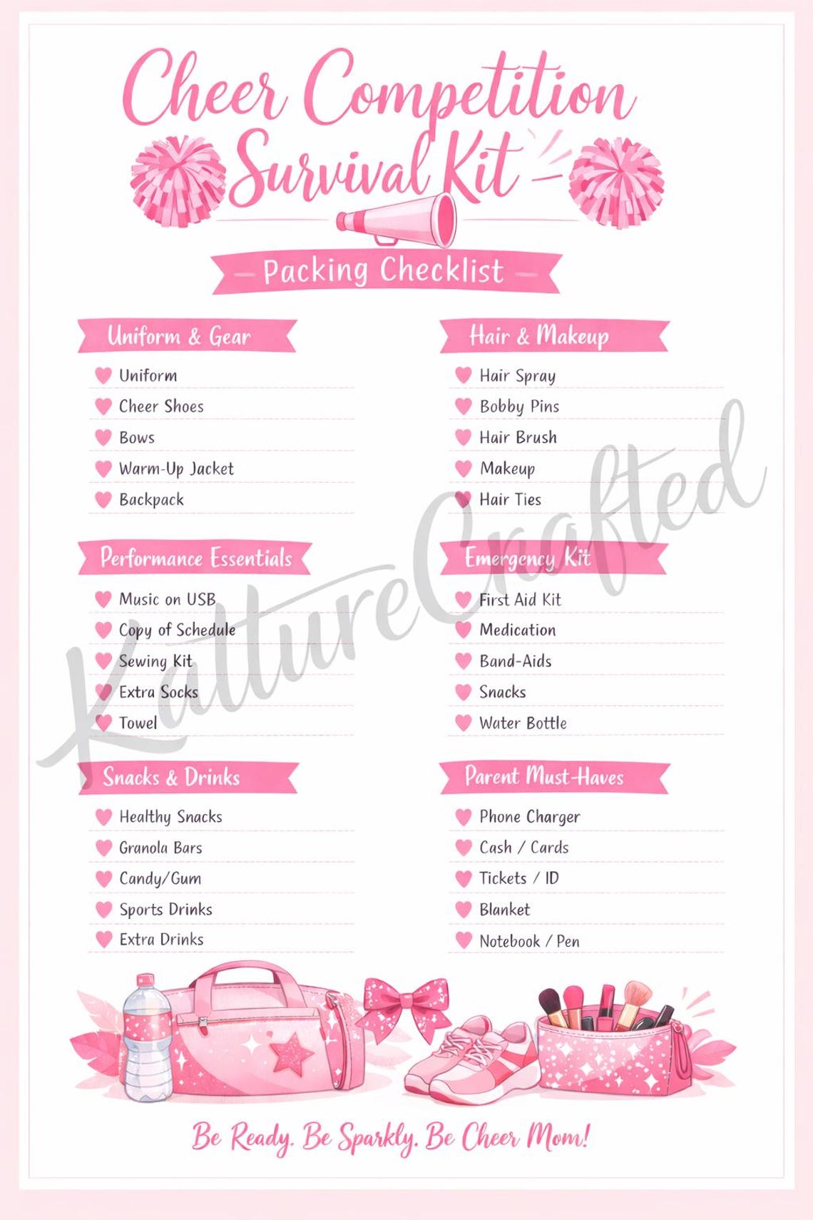 Cheer Competition Survival Kit Printable | Packing Checklist (digital ...