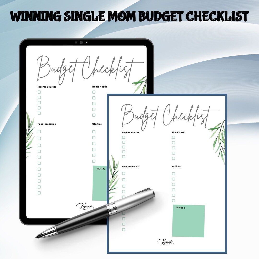 Budget Planner Checklist | Single Moms | Printable Budget | Financial ...