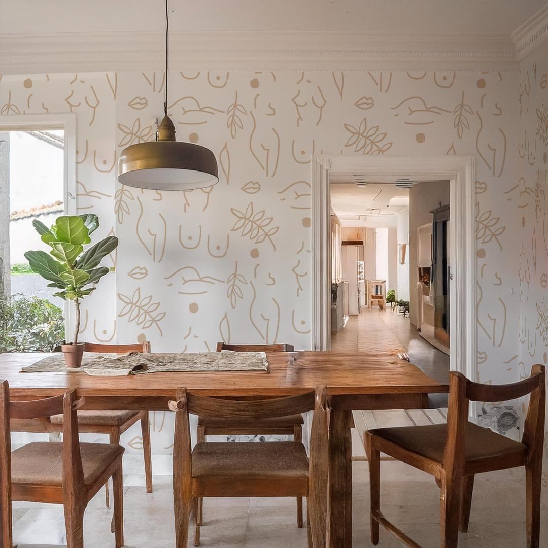 Neutral Nudes Wallpaper, White and Tan - Etsy