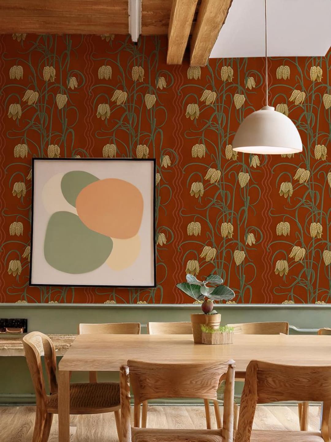 Campanas Wallpaper, Rust and Yellow - Etsy