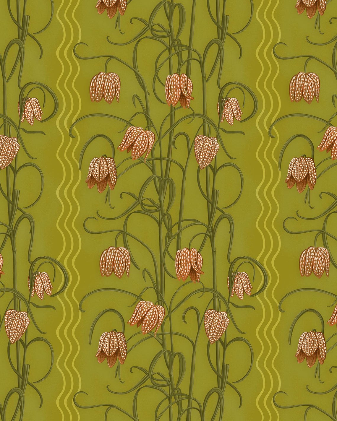 Campanas Wallpaper, Chartreuse and Orange - Etsy