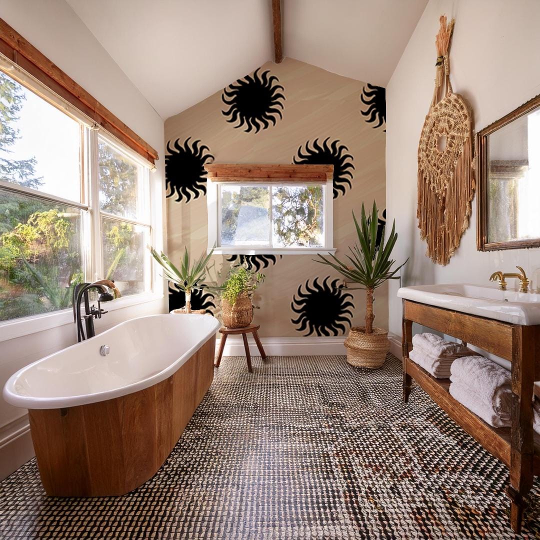 Sol Mural, Tan and Black - Etsy