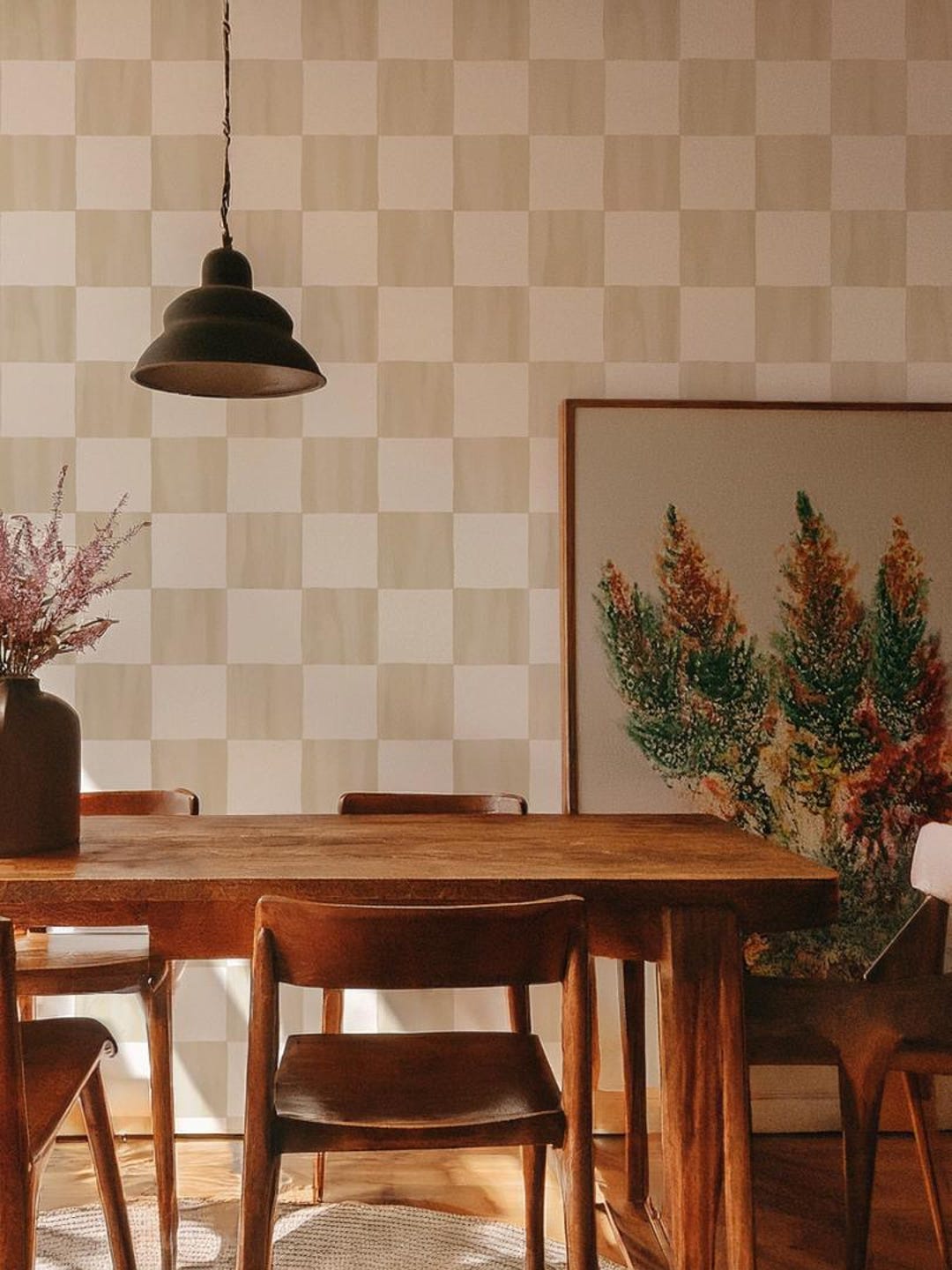 Checkers Wallpaper, Tan - Etsy