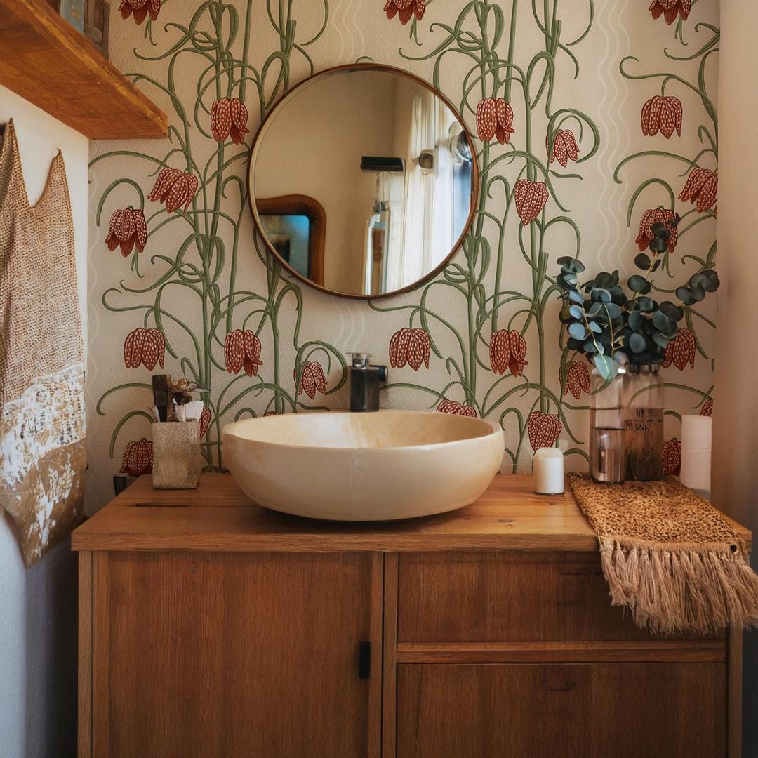 Campanas Wallpaper, Neutral and Burnt Orange - Etsy