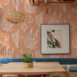 Desert Sky Wallpaper, Large Pattern, Terra Cotta and White - Etsy