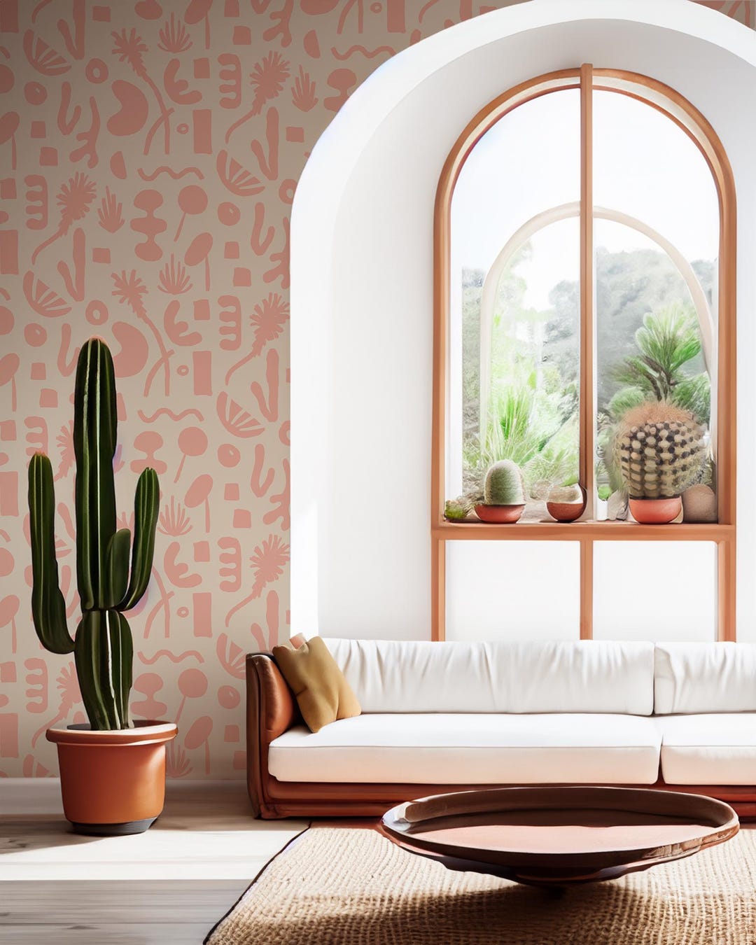 Pool Side Wallpaper, Tan and Blush - Etsy