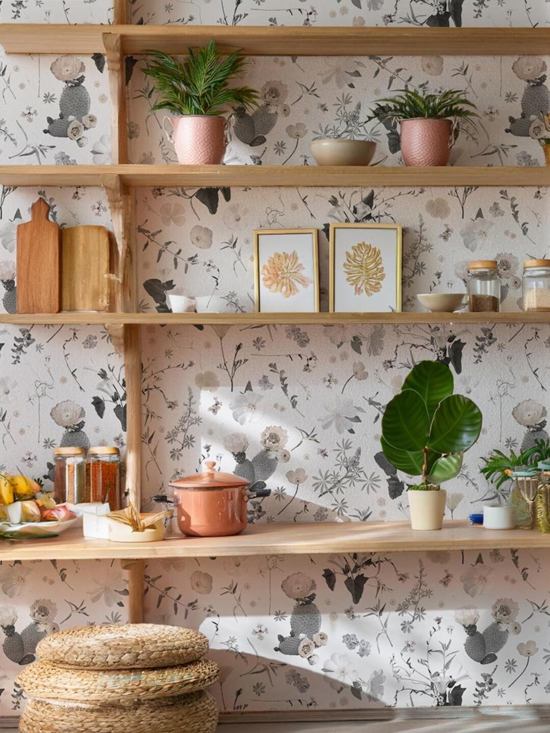 California Native Wallpaper, Muted White - Etsy