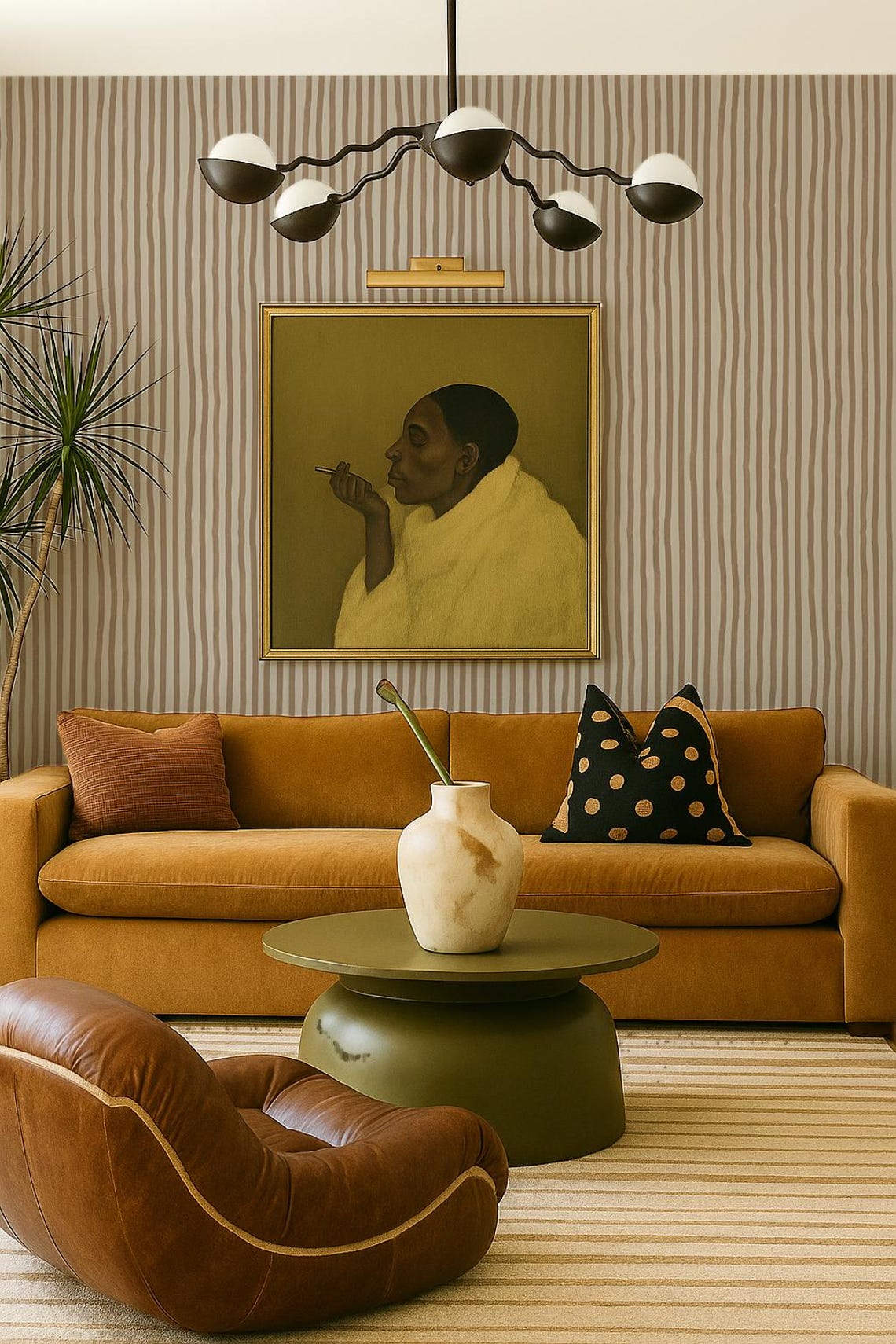 Dolce Stripe Wallpaper, Off-white and Tan - Etsy