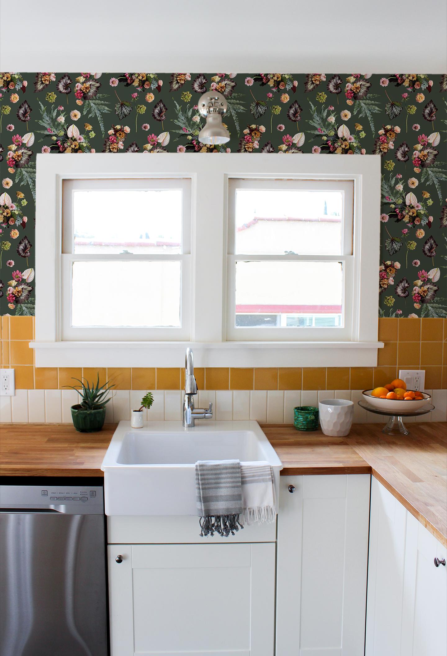 The Little Branch Wallpaper, Green - Etsy