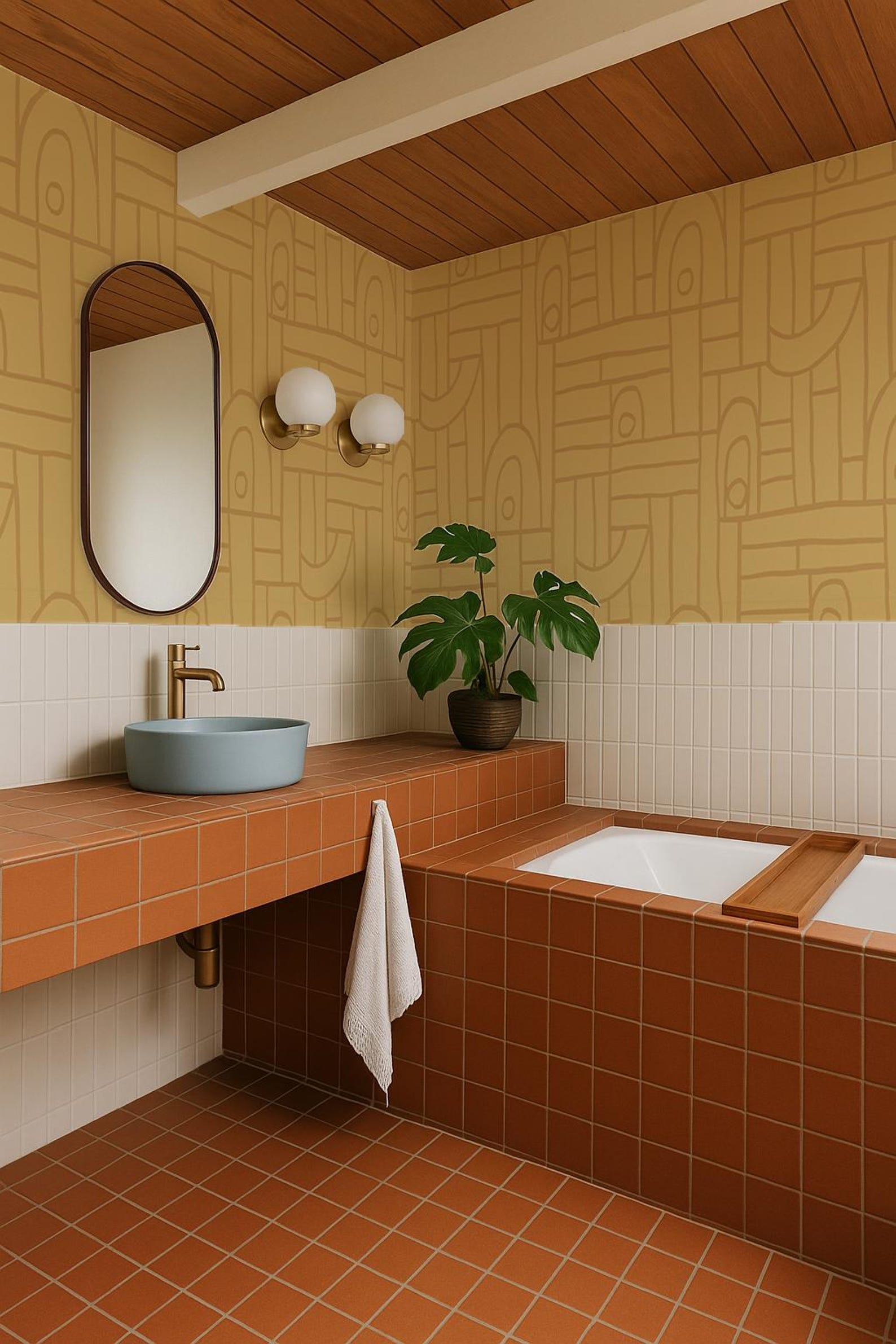Deco Tile Wallpaper, Butter Yellow - Etsy