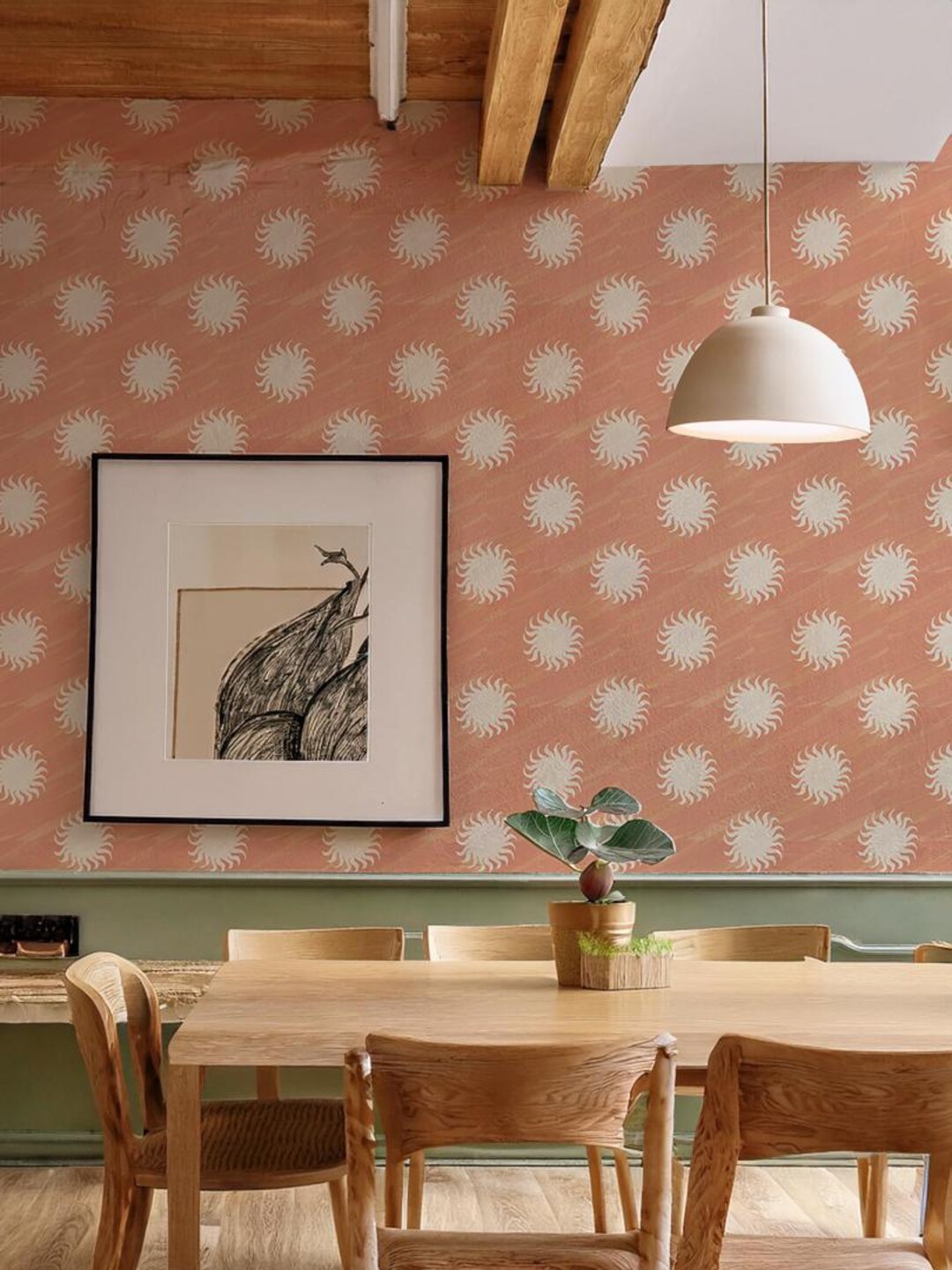 Sol Wallpaper, Terra Cotta and Off-white - Etsy
