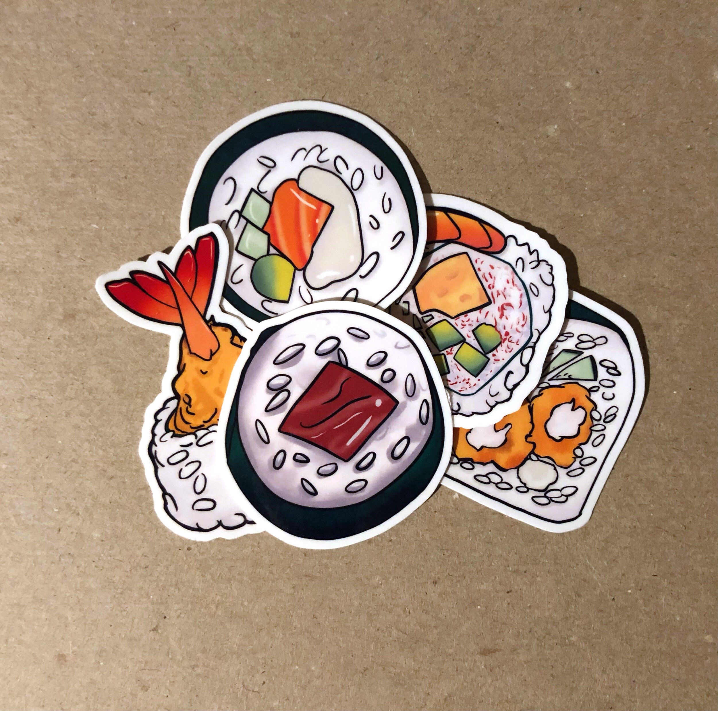 Kawaii Sushi Rolls Vinyl Sticker Set - Etsy
