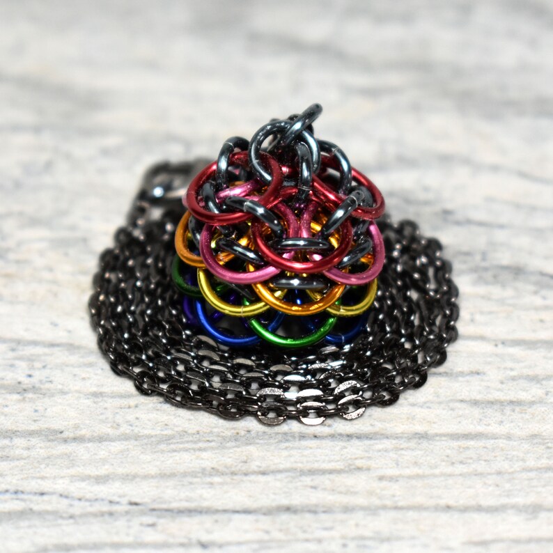 Rainbow Chainmail Egg Necklace Gunmetal Inner Rings Dragon - Etsy