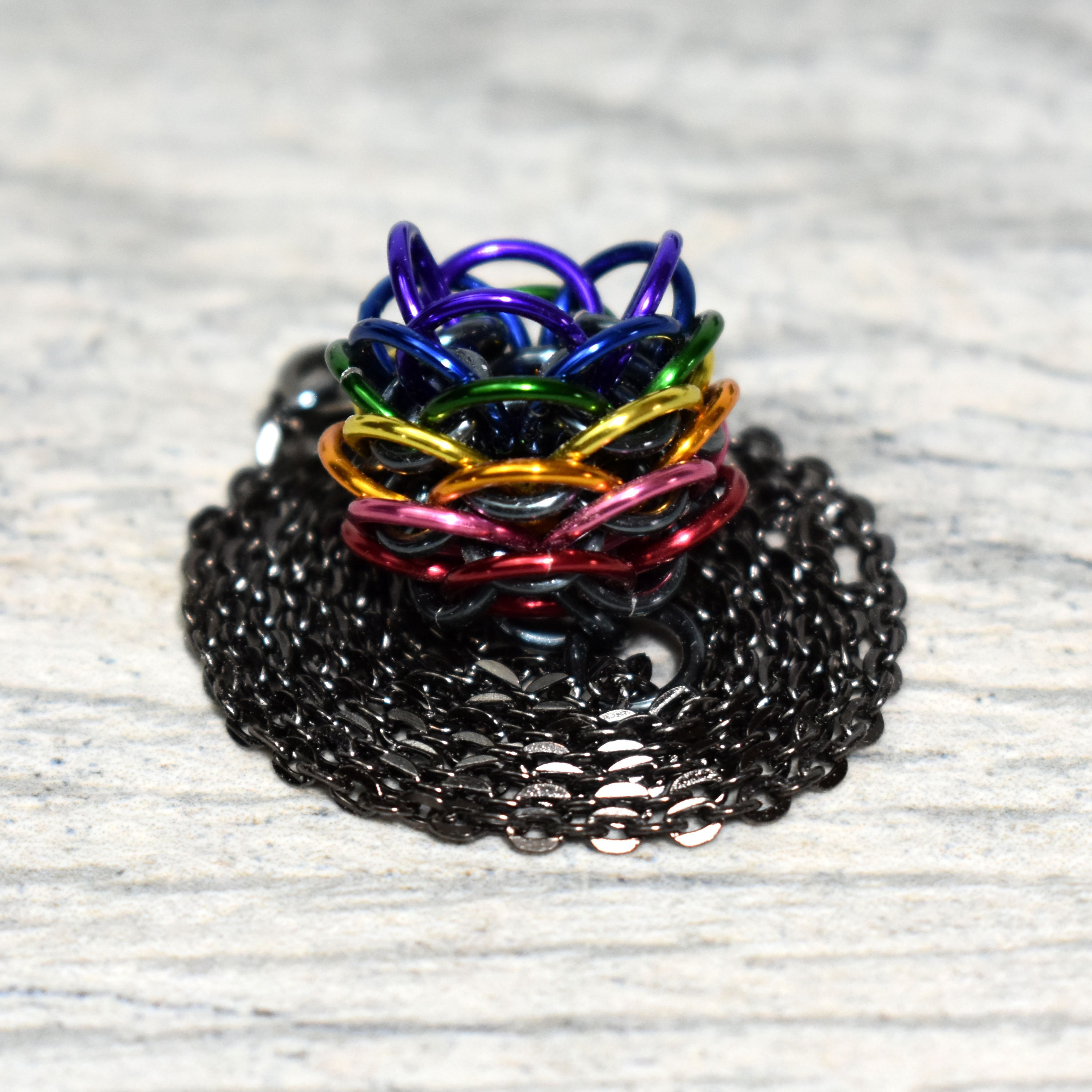 Rainbow Chainmail Egg Necklace Gunmetal Inner Rings Dragon - Etsy