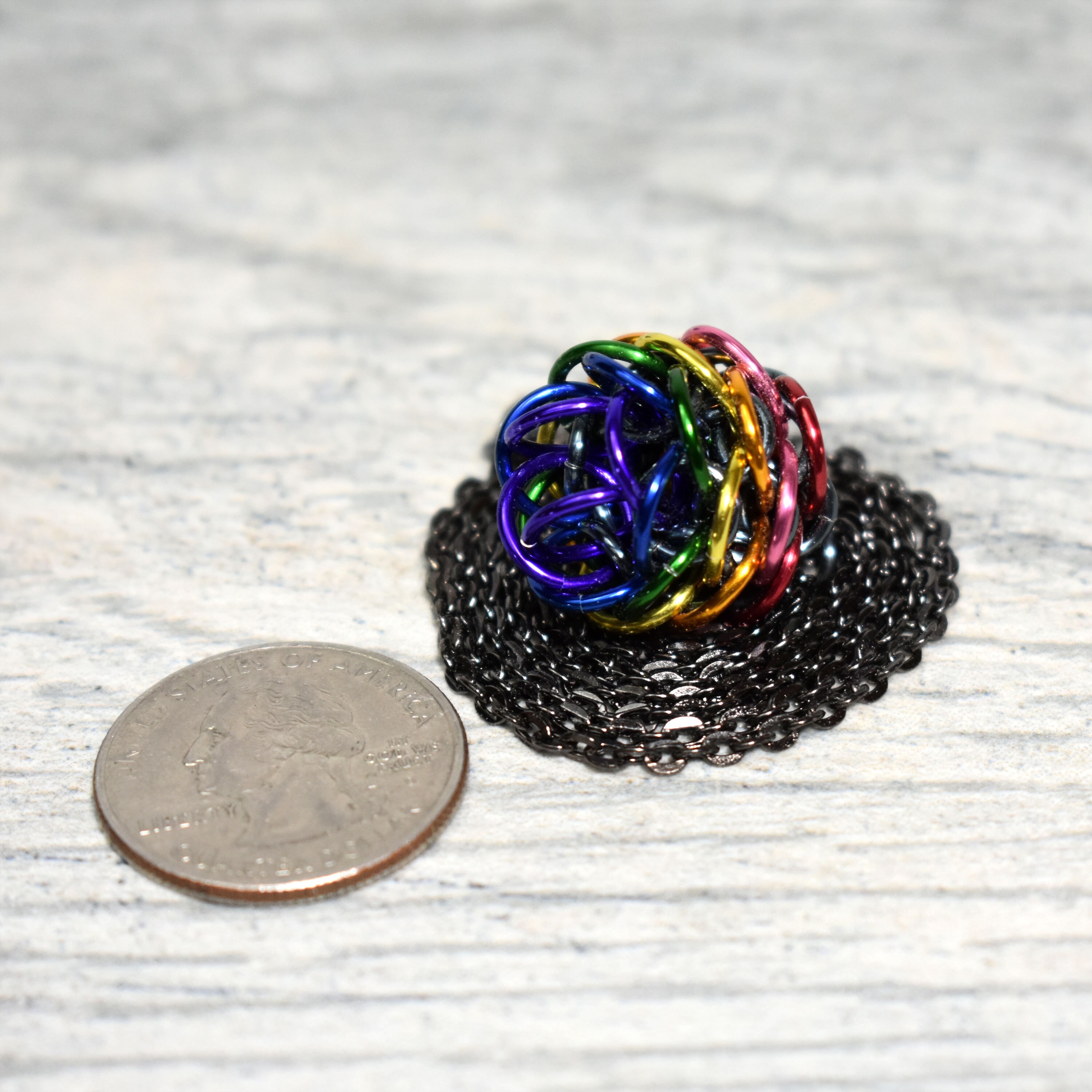 Rainbow Chainmail Egg Necklace Gunmetal Inner Rings Dragon - Etsy