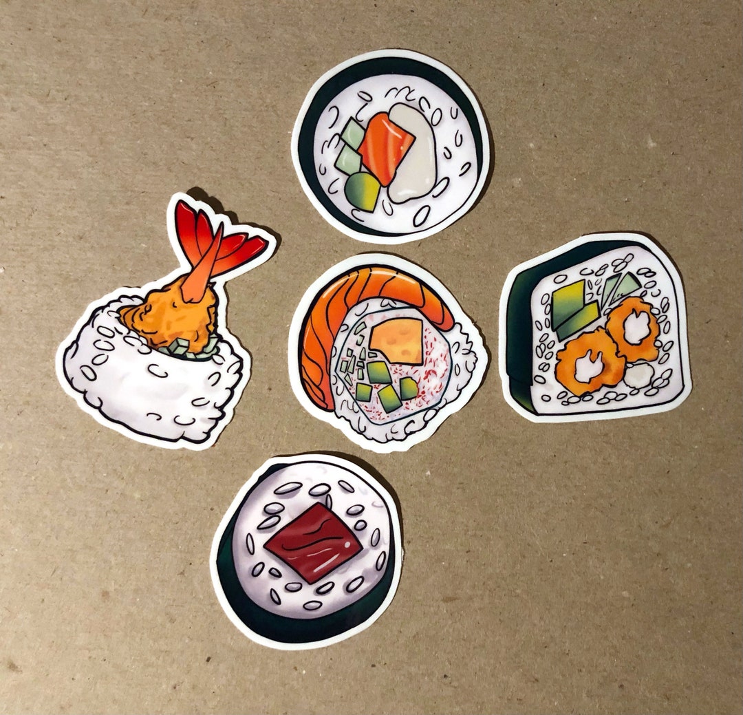 Kawaii Sushi Rolls Vinyl Sticker Set - Etsy