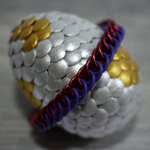 Red and Purple Chainmail Bracelet - Half Persian Weave With Rubber ...