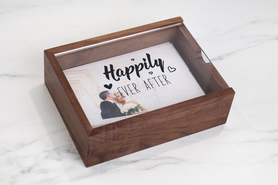 Acrylic Lid Walnut Wood Memory Box 4x6 or 5x7 With Personalization ...