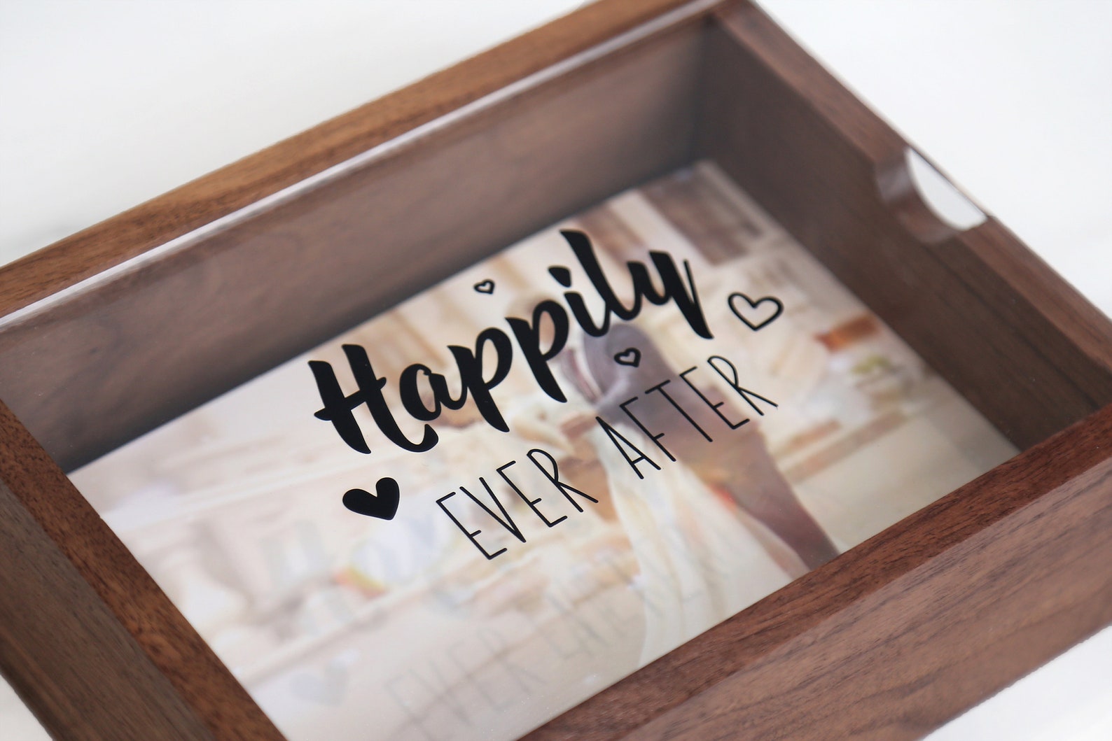 Acrylic Lid Walnut Wood Memory Box 4x6 or 5x7 With Personalization ...